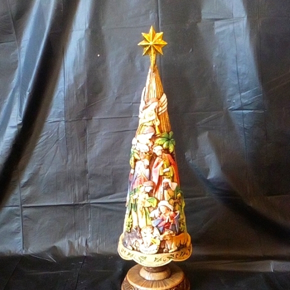 Vintage | Holiday | Monastery Icons Nativity Christmas Tree Carved ...